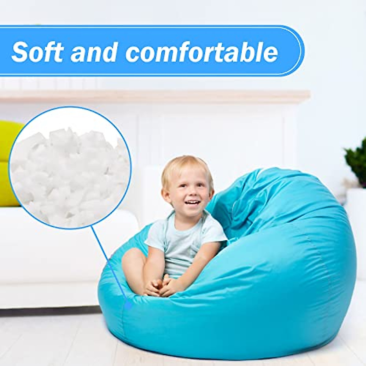 COYMOS Bean Bag Filler 10lbs Pillow Stuffing for Couch Pillows, Soft Shredded Memory Foam Polyfill Stuffing for Stuffed Animals, Bag Chair, Dog Bed, White
