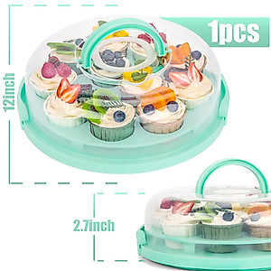 HANSGO Round Cake Carrier, Cake Container with Lid and Handles 3-in-1 Multipurpose Cake Keeper Holder Platter for Cupcake Devil Eggs 10 Inch Cake Dishwasher Safe