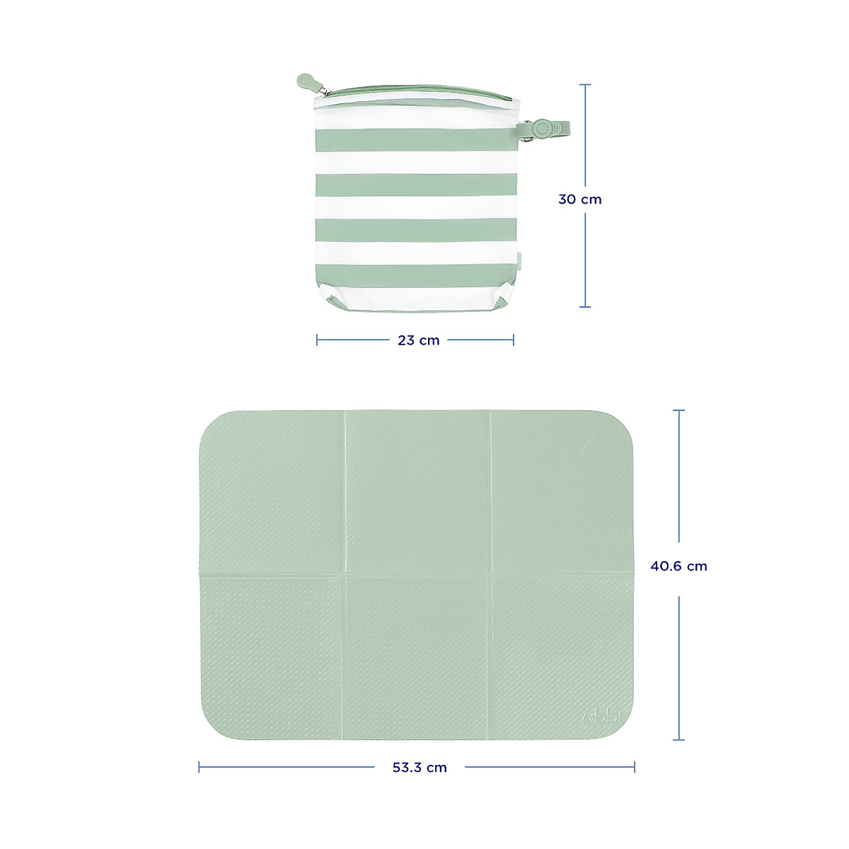 Ubbi On-The-Go Changing Baby Mat with Carrying Bag, Soft and Comfortable Diaper Bag Accessory Must Have for Newborns, Easy to Clean, Portable Changing Pad, Sage Green