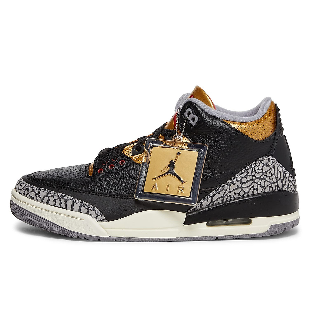 Jordan Air 3 Retro Black/Fire Red/Metallic Gold/Cement Grey 6.5 Medium