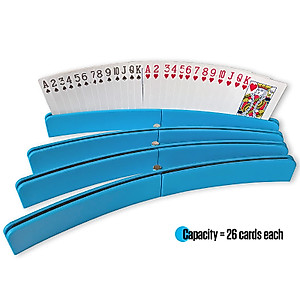 BRADYS HOUSE Card Holder for Playing Cards Foldable 4 Pieces | Plastic Playing Card Holders for Kids Adults & Seniors | 13 Inches Curved Game Card Organizer Holder Racks