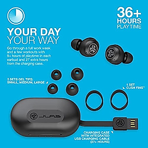 JLab JBuds Air Pro True Wireless Earbuds | Black | Bluetooth Multipoint | Auto Play & Pause | Dual Connect | IP55 Sweat & Dust Resistance | Be Aware Audio for Safety | Custom 3 EQ Sound Settings