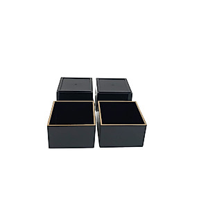JapanBargain 4808, Masu Cups Japanese Sake Cups Plastic Lacquer Saki Cups, Made in Japan, Black Color Gold Rim, Set of 4