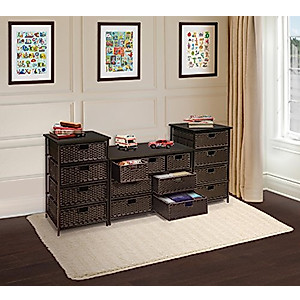 August Collection Wide Seven Basket Drawer Storage Unit
