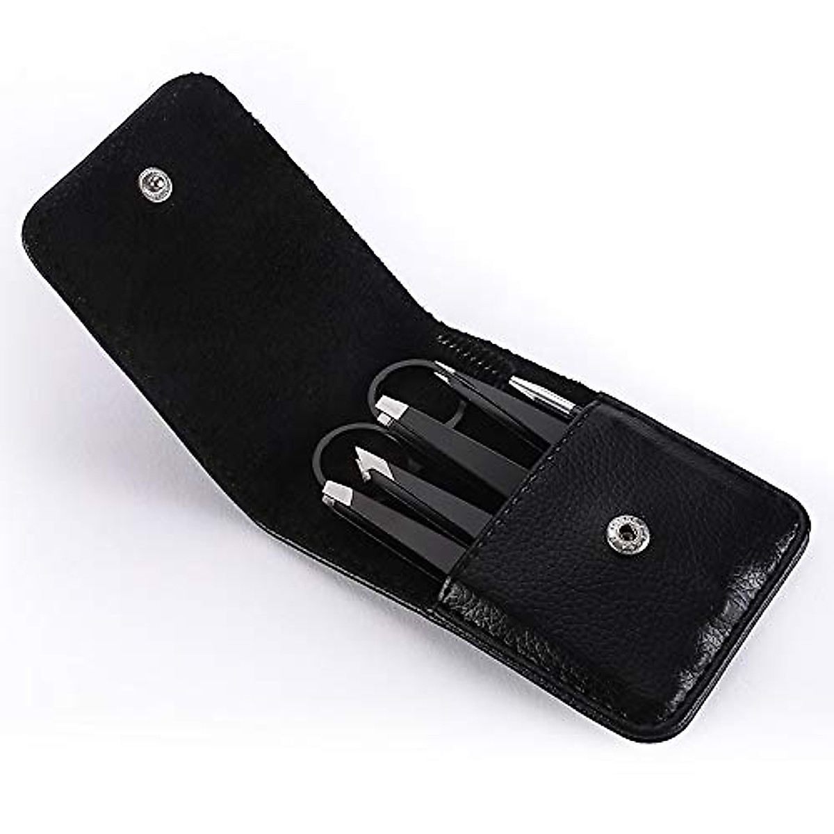 Tweezers for women Pinkiou 6 Pieces Eyebrow Tweezers Set with Curved Scissors,Eyelash Brush,Great Precision tweezer for Eyebrow,Ingrown Hair,Facial Hair Removal,eyebrow kits with Leather Travel Case