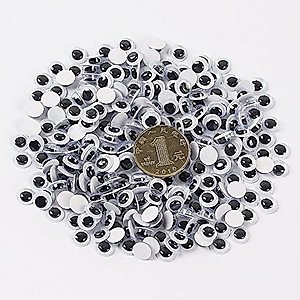 200 Pieces DIY Wiggly Googly Eyes Black White Self-Adhesive Doll Eye Movable Simulation Animal Eyeball Craft Supplies (8mm)