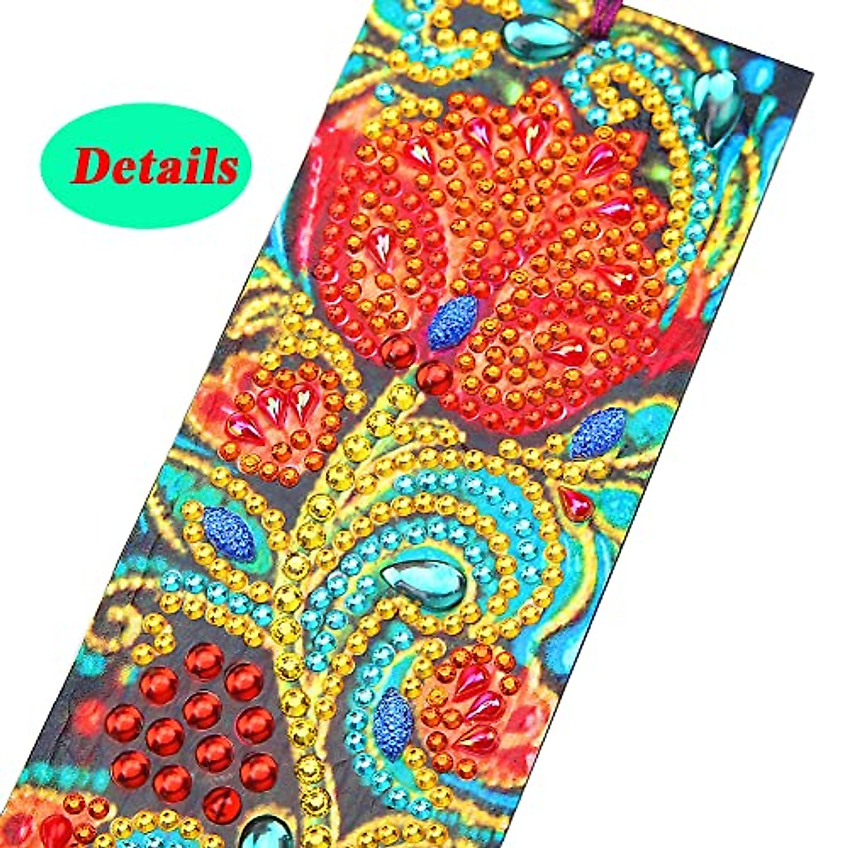 2 Pcs Diamond Painting Tassels Bookmarks Art 5D DIY Rose & Peacock Gem Dotz Rhinestone Kits Leather Bookmark for Graduation Anniversary Birthday Christmas Kids Adults Beginners