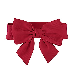 MUXXN Red Bow Belt for Womne Adjustable Hgih Stretch Cotton Belt (Red S)