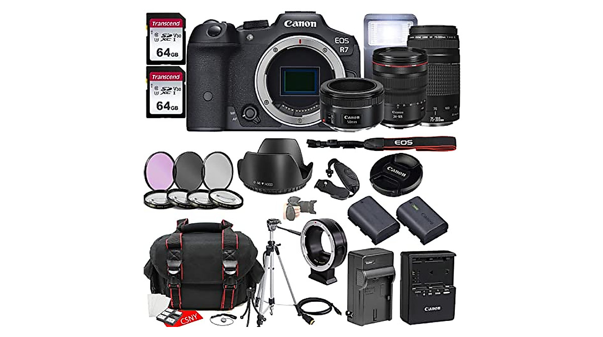 Canon EOS R7 Mirrorless Camera Bundle with 4K Video & Multiple Lenses