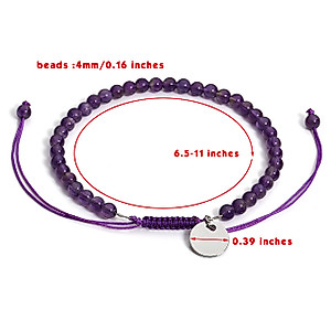 Top Plaza Natural Amethyst/Rose Quartz Crystals Bracelet Chakra Healing Stone Beads Handmade Macrame Adjustable Braided Link Bracelets(2 Pcs Set)