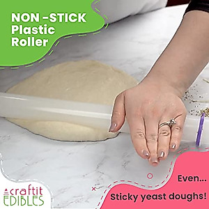 Long Rolling Pin with Thickness Rings -20” Dough roller, Fondant roller with 5 sets of Adjustable Rolling Pin Guides for Cookie Rolling Pins - Nonstick Fondant Rolling Pin by CraftIt Edibles
