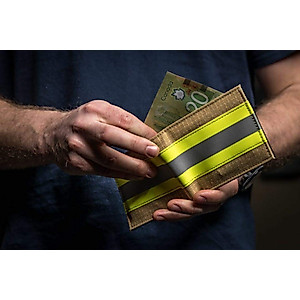 Flashfire Supply Firefighter Wallet Original Reflective Turnout Bunker Fabric Gear Men Gift RFID Protection (Beige & Yellow), Medium