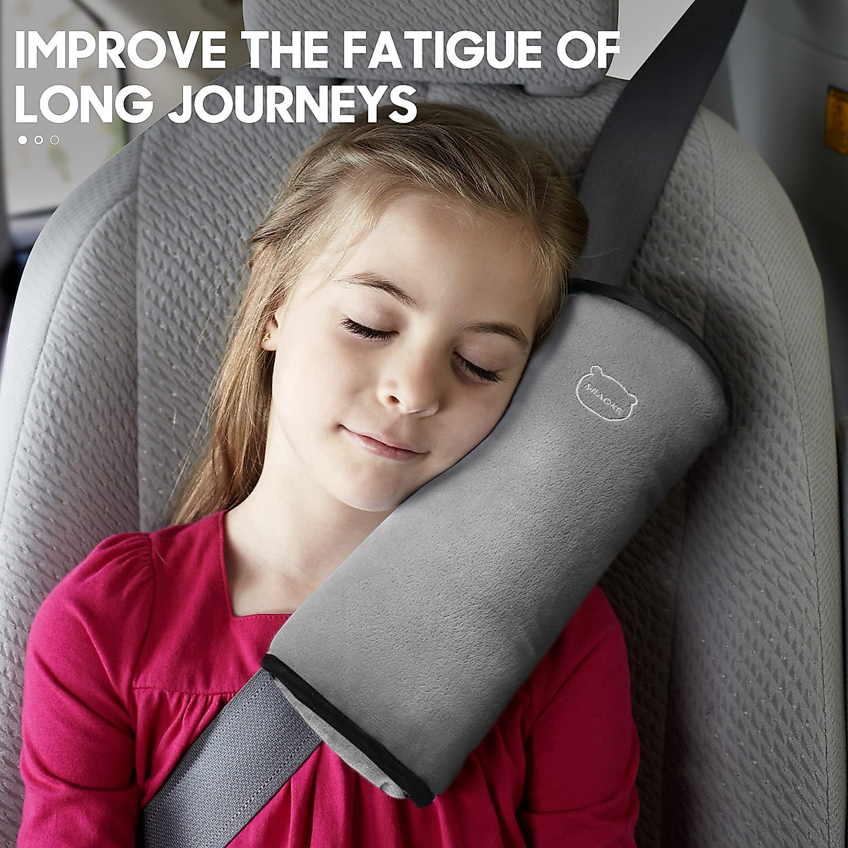 Seatbelt Covers for Kids, MIAOKE 2 Pack for All Car Seat Strap Cover Pads Soft,Comfortable, Safety Belt Strap Shoulder Neck Pad Suitable Adults and Children,Seat Belt Pillow for Kids/Grey