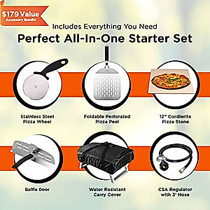 Commercial Chef Pizza Oven Outdoor - Gas Pizza Oven Propane - Portable Pizza Ovens for Outside - Stone Brick Pizza Maker Oven Grill - with Pizza Oven Door, Peel, Pizza Stone, Cutter, and Carry Cover