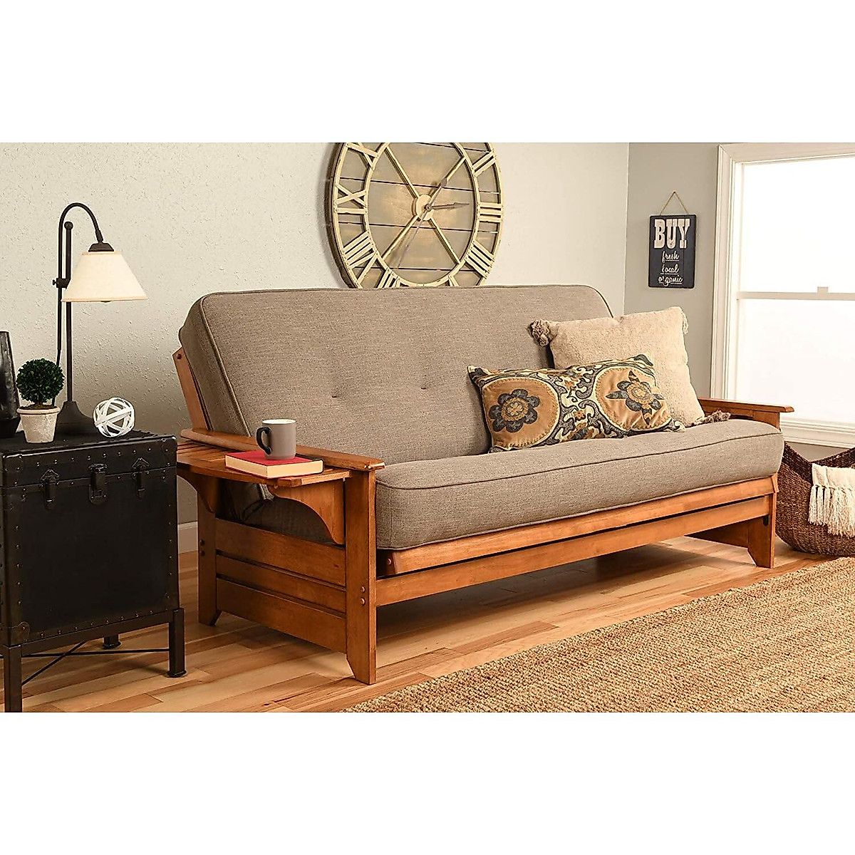 Kodiak Furniture Phoenix Futon Set, Full, Linen Stone