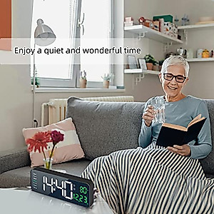 SHLNL Digital Wall Clock,16.2 Inch Large Digital Wall Clock, Large Display with Remote Control,Automatic Brightness Digital Alarm Clock with Indoor Temperature,Date,Week(Green)…