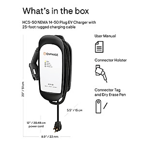 40 Amp Plug-in EV Charger, Enphase HCS-50, NEMA 14-50 Plug, Level 2, 240V, 9.6kW, 5-Year Warranty, 25 ft Cable, J1772 Ruggedized Connector, Formerly ClipperCreek
