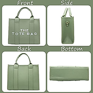 Women's The Tote Bag, PU Leather Tote Bag, Shoulder, Crossbody or Handle Bag for Work, School (10.2X4.2X8.5in) (Light green)