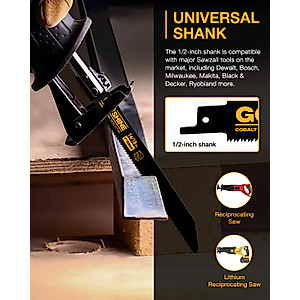 Goshine 25 Pack 9 inch 14/18TPI Bi-Metal Auto Dismantling Reciprocating Saw Blades for 1/16-5/16 Medium Metals,9" Cobalt Teeth sawzall Blades Metal