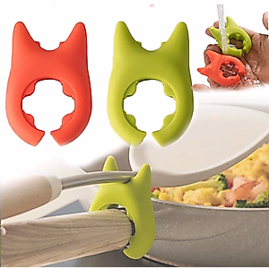Spoon Pot Pan Holder Spatula Bracket Clips,2024 New Silicone Heat Resistance Non-Slip Spoon Rests,Rest Spoon Holder Steam Releaser for Pot Cooking,Wok Spatula Bracket Clip Kitchen Gadget