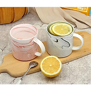 Smilatte 12 oz Stackable Coffee Mugs, M101 Novelty Marble Ceramic Cup for Boy Girl lover, Set of 4, Gray