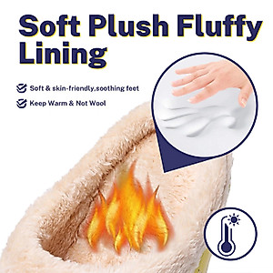 Mukinrch Slippers for Women Men House Slippers, Furry Slides House Shoes EVA Waterproof Soft Plush Bedroom Clogs Indoor Outdoor Slippers