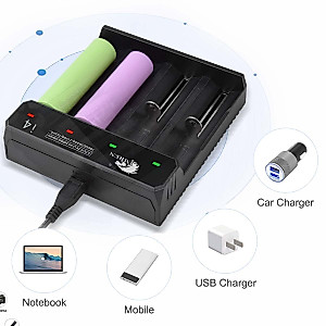 IMREN 26650 21700 Battery Charger, 4Bay 26650 21700 Fast Battery Charger,3.7V Lithium-ion Battery Charger for 18650 18500 18350 17650 17670 17500 20700 21700 26650 Batteries (4 Bay)