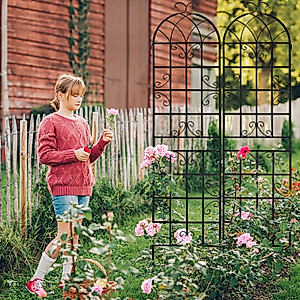 ZBPRESS 4 Pack 86.2x19.7in Metal Garden Trellis for Climbing Plants,Black Metal Garden Trellis for Vines Plant Rose Vegetable Support,Large Decorative Outdoor Trellis