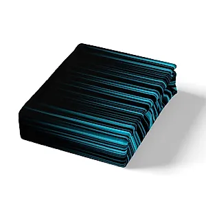 Feelyou Abstract Ombre Sheets with Deep Pocket Fitted Sheet Twin Size, Blue and Black Bed Sheets Set for Kids Toddler Blue and Black Striped Sheet Set Modern Abstract Geometric Bedding Set 3Pcs