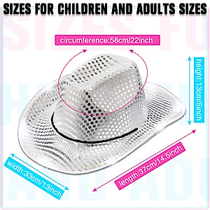 Kigeli Cowboy Hat, 10 Pcs Lights LED Cowboy Hat for Western Role Play, One Size, Silver, Sequin (RH-Kigeli-956)