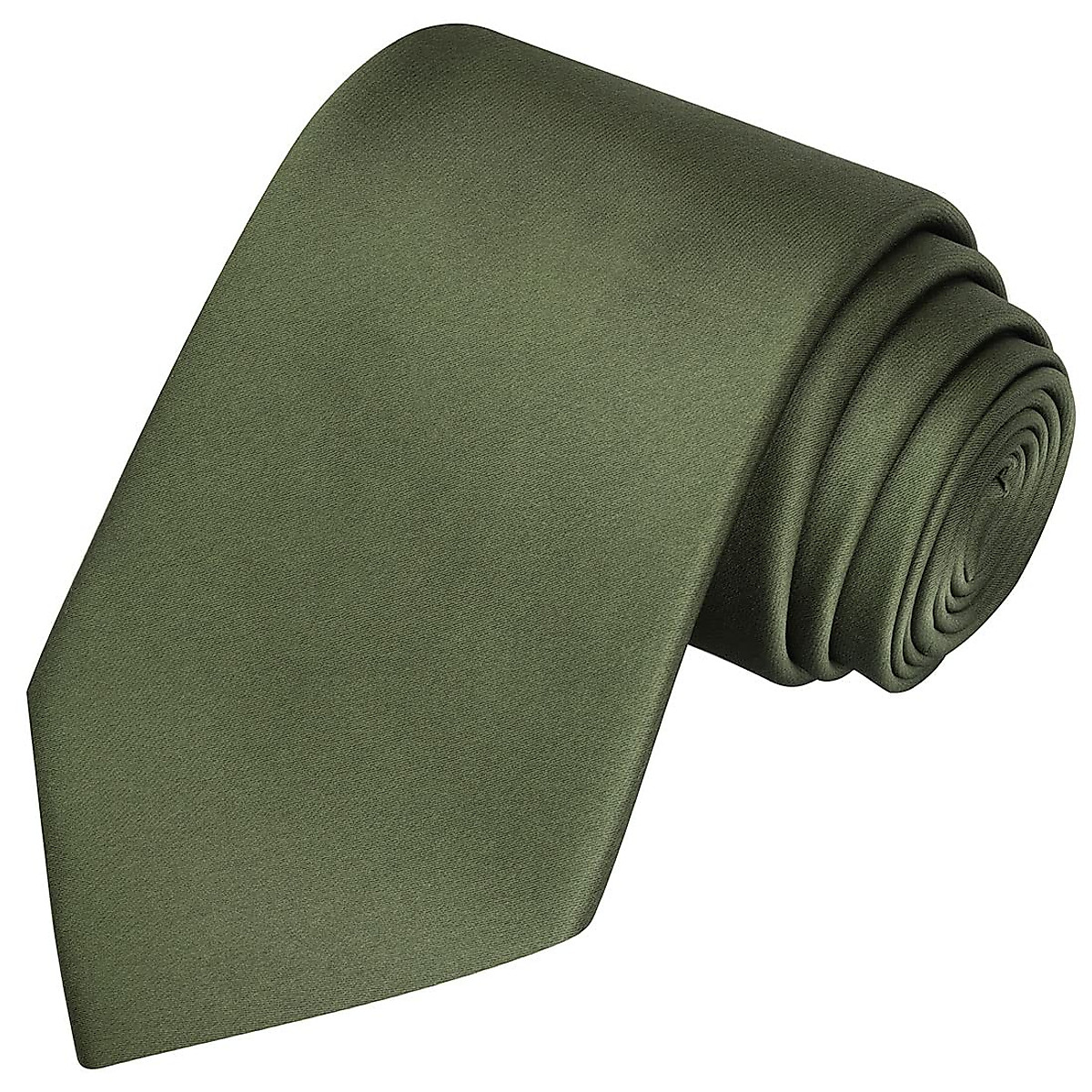 KissTies Dark Olive Green Satin Tie Set Solid Ties Mens Necktie + Pocket Square