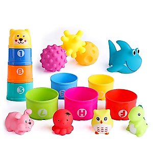 Cylord Bath Toys for Toddlers 1-3, Baby Water Pool Toys with Stacking Cups, for Infant Boy Girl Birthday Gifts 6-12 12-18 Months