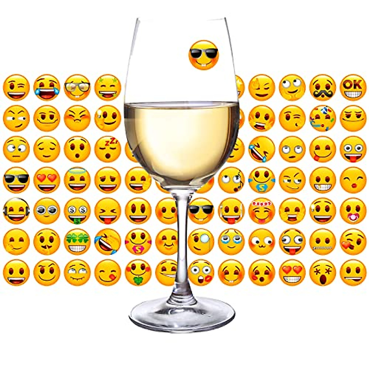 MORCART 84pcs Resuable Emoji Funny Icons Stickers Decorative Drink Marker, Party Gift, Personalized Your Life, Removable & Washable