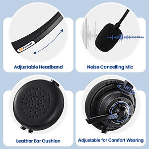 Arama Polycom Phone Headset with Microphone Noise Cancelling Mono Corded Office VoIP Headset with Mute Button Telephone Headset for ShoreTel 230 NEC Allworx Polycom VVX401 VVX411 (Mono-2)