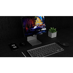 DREWCHAN Stand Holder for Desk Adjustable Aluminum Stand Holder Unversal Cell Phone Dock Home Office Desk Accessories Compatible with iPad Pro 11, 12.9/iPad 10.9 10th; Surface Pro (Grey)