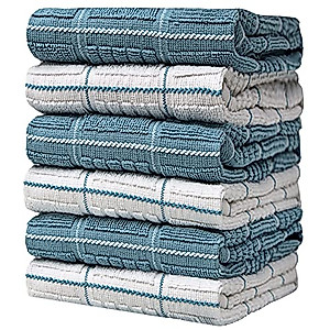 Premium Cotton Kitchen Towels (16" x 26") | Absorbent Dish Towels | 435 GSM Cotton Tea Towels | Kitchen Hand Towels | Dish Towels for Kitchen | Aqua