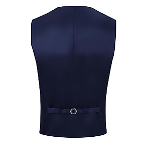 MAGE MALE Mens 3 Piece Suits Slim Fit Tuxedo Suit Set Soild Prom Wedding Suits One Button Blazer Vest Pants Set with Bow Tie Navy Blue