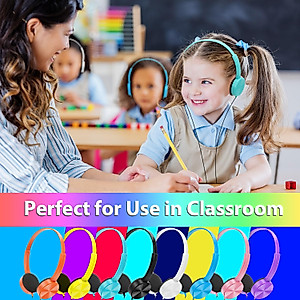 Kids Headphones 24 Pack Bulk for School Classroom Students, Ladont Class Set Headsets Perfect for Children Toddler Teen Boys Girls and Adult (8 Mixed Colors)
