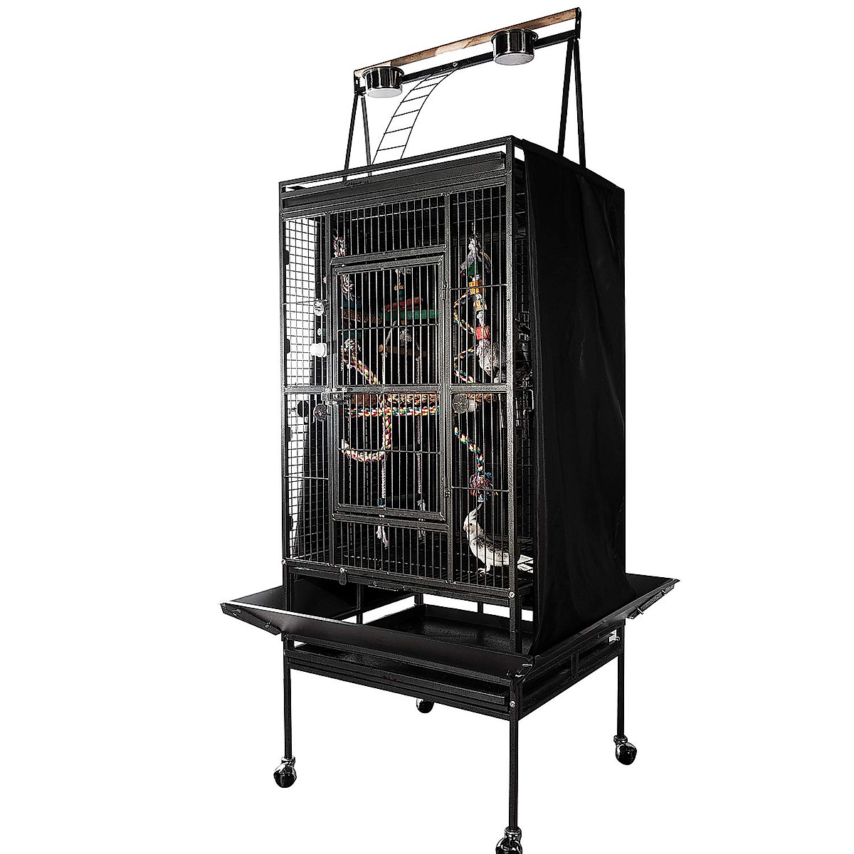 Colorday Good Night Bird Cage Cover for Large Bird Cage with Play Top (Patent Pending), Black 68"