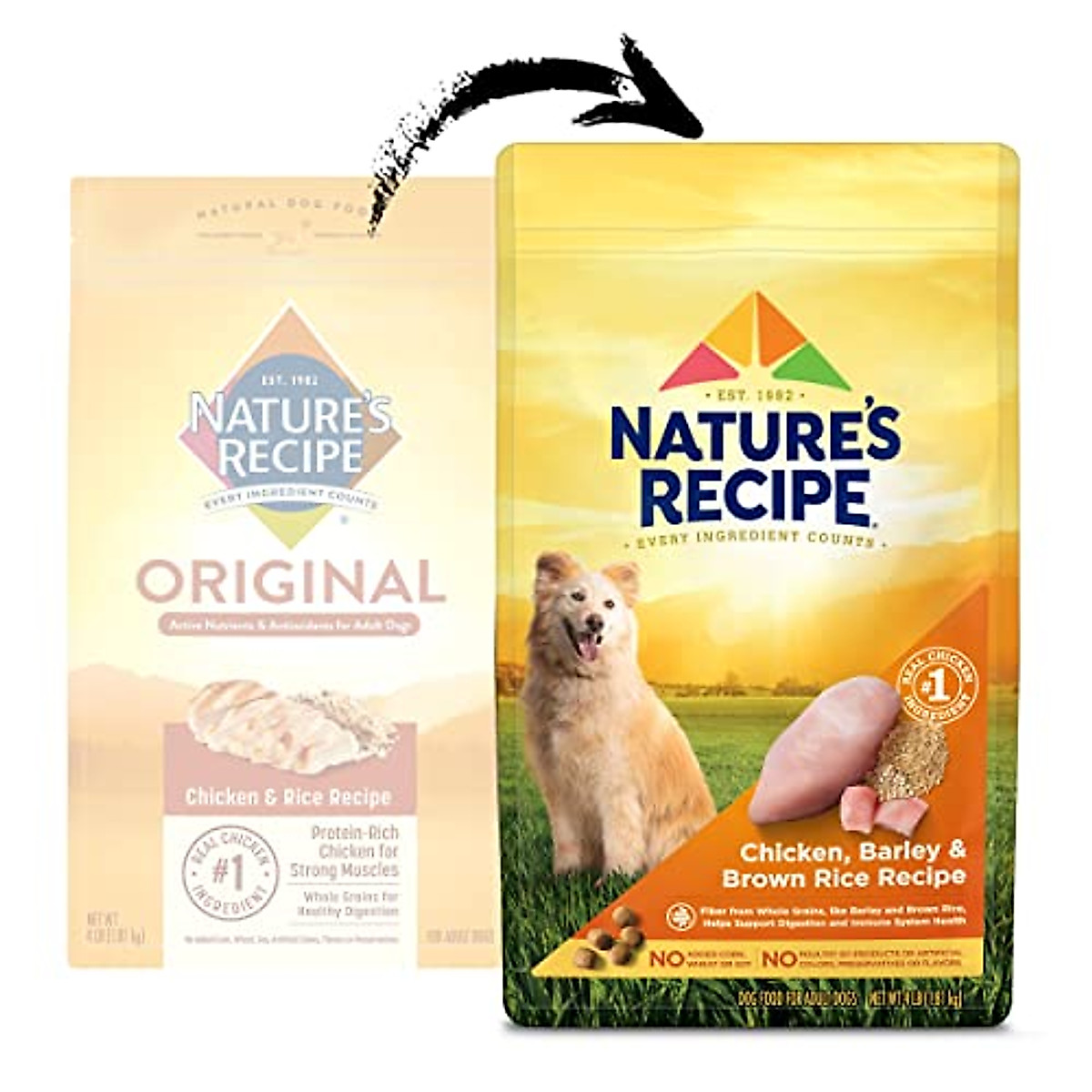 Nature’s Recipe Adult Dry Dog Food, Chicken & Rice Recipe, 4 Pound Bag