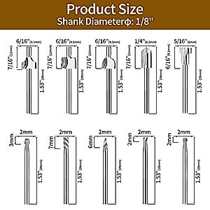 20Pc HSS Router Carbide Engraving Bits and Router Bit Set with 1/8"(3mm) Shank for Power Rotary Tools Accessories for DIY Woodworking, Carving, Engraving, Drilling, Sculpting