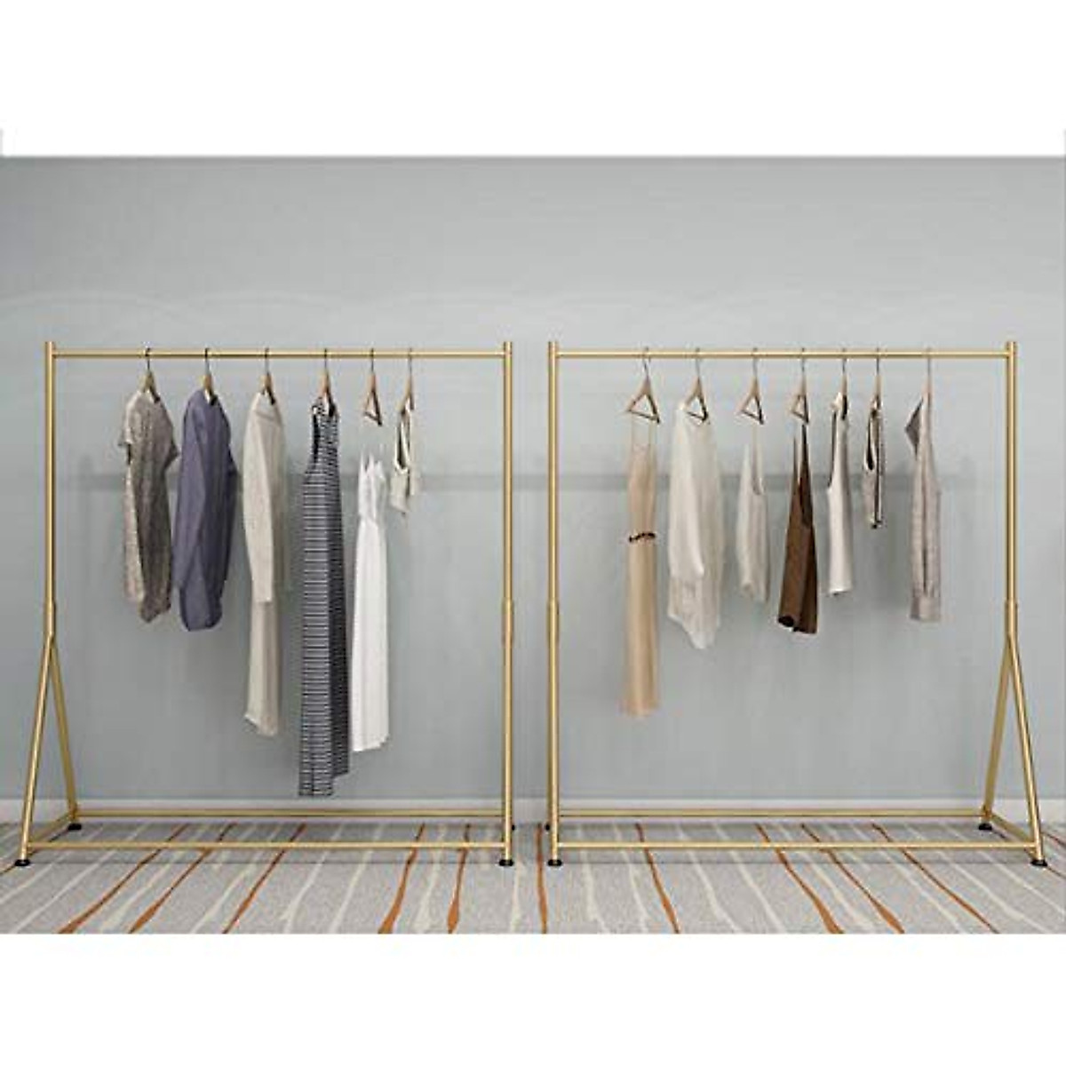 Floorstanding Fashion Garment Rail,Iron Hanging Carboot Display Rail,Modern Durable/Golden / 150×160×40cm