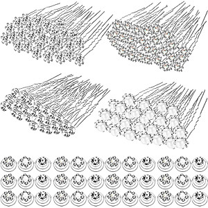 Yaomiao 116 Pcs Wedding Hair Jewels for Girls Spiral Hair Pins Rhinestone Bridal Accessories Crystal Pearl Clips Flower Spiral Hairstyles Pin for Women Girl Wedding Prom Party