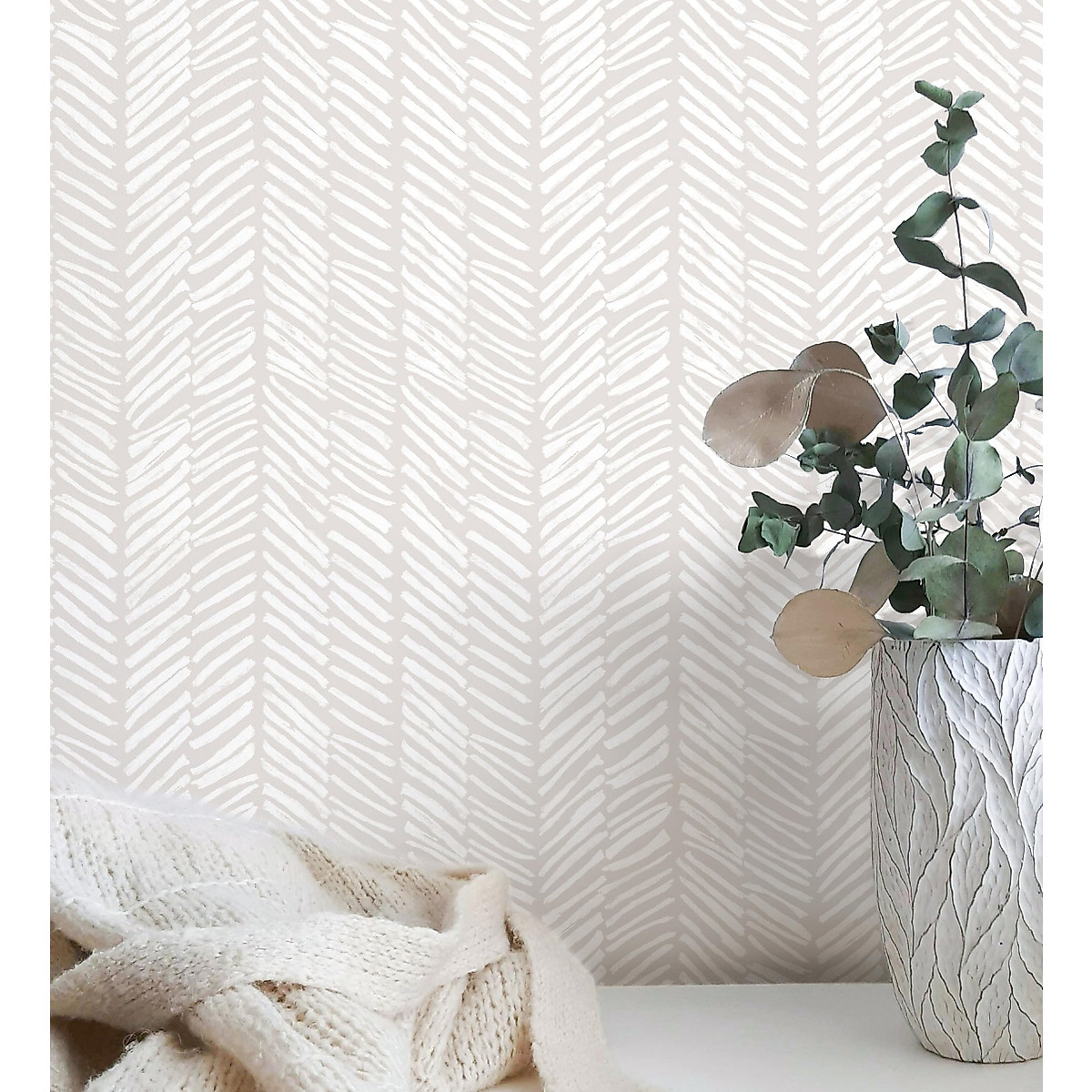 MelunMer Modern Peel and Stick Wallpaper Boho Contact Paper for Cabinets Stripe Wallpaper Line Self-Adhesive Wallpaper Removable Wallpaper for Bathroom Bedroom Shelf Liner Beige Waterproof 78.7"ｘ17.3"