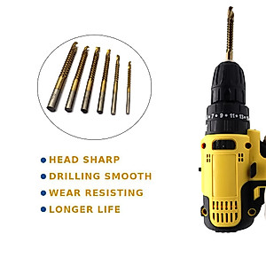 PERFACTOOL 6Pcs Titanium Nitride Coated Twist Drill Bits Set Straight Shank, 4241 high-Speed Steel,135 Degree Tip,Cobalt Drill bit Set Power Tool for Hardened Metal, Stainless Steel, Plastic and Wood