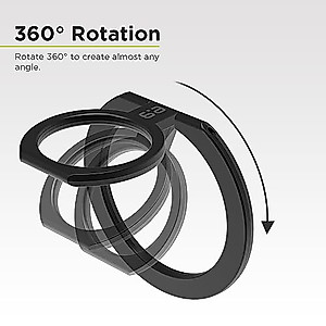 PureGear Magnetic Phone Grip, Magnetic Phone Ring Stand, Magnetic Phone Ring Holder for MagSafe iPhone 14, 14 Plus, 14 Pro, 14 Pro Max, 13, 13 Pro, 13 Mini, 13 Pro Max, 12, Adjustable Kickstand(Black)