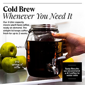 Willow & Everett Cold Brew Coffee Maker - 2 L Iced Tea & Coffee Cold Brew Maker - Glass Pitcher w/Stainless Steel Spout and Removable Filter
