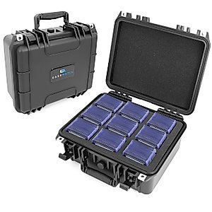 CASEMATIX Top Loader Card Storage Case for Trading Cards Fits 315 3" x 4" 35pt Toploaders Case or 65 One Touch Card Holders, Hard Shell Toploader Storage Box With 9 Precut Card Case Dividers