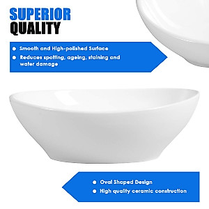 Giantex Bathroom Sink, Vessel Sink 16x13 Inch, Basin Porcelain with Anti-clogging Pop Up Drain, Countertop Bathroom Vanity Vessel Sink, Oval Ceramic Sink Bowl, Bathroom Vessel Sink, White