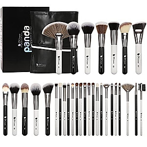 DUcare Professional Makeup Brushes Panda Series Makeup Brush Set Valentines Day Gifts 31Pcs Kabuki Foundation Blending Face Powder Blush Concealers Eye Shadows With Leather Case Organizer